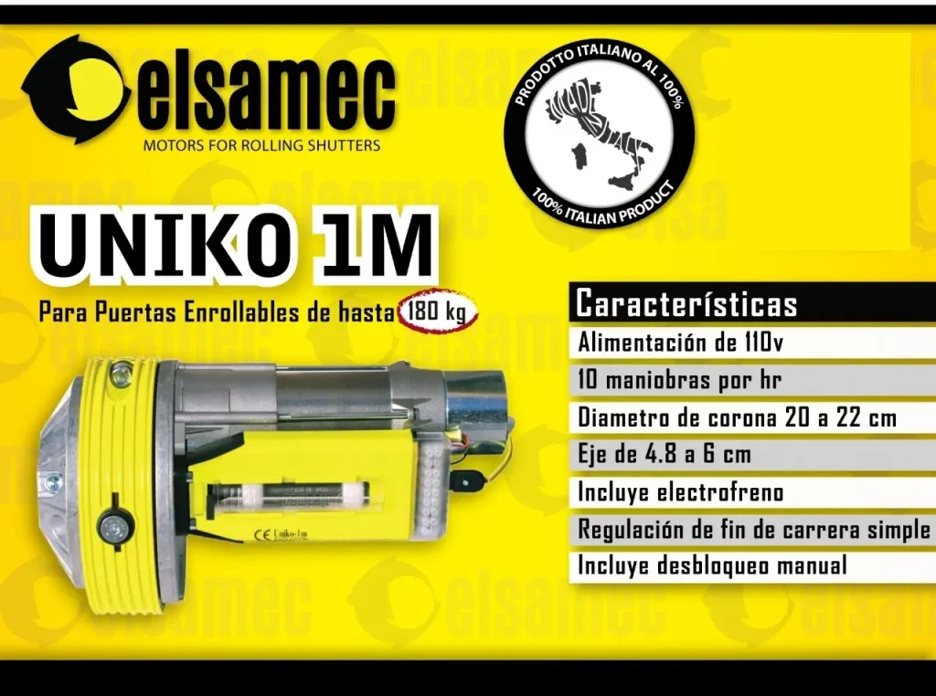Motor Elsamec Uniko 1M para puertas Enrollables de hasta 180kg y 25 m² ...